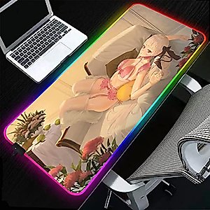 Mouse Pads Anime Girl Sexy Butt Mouse Pad RGB LED Mouse Pad Computer Notebook PC Glowing Gaming Accessories Keyboard Carpet Mat 39.37 inch x19.68 inch -A9