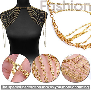 Yomiie Body Shoulder Chain Multilayered Gold Tassels Link Harness Necklace Fashion Jewelry Belly Waist Bra Boho Hot Bikini Beach Anniversary Festival for Women