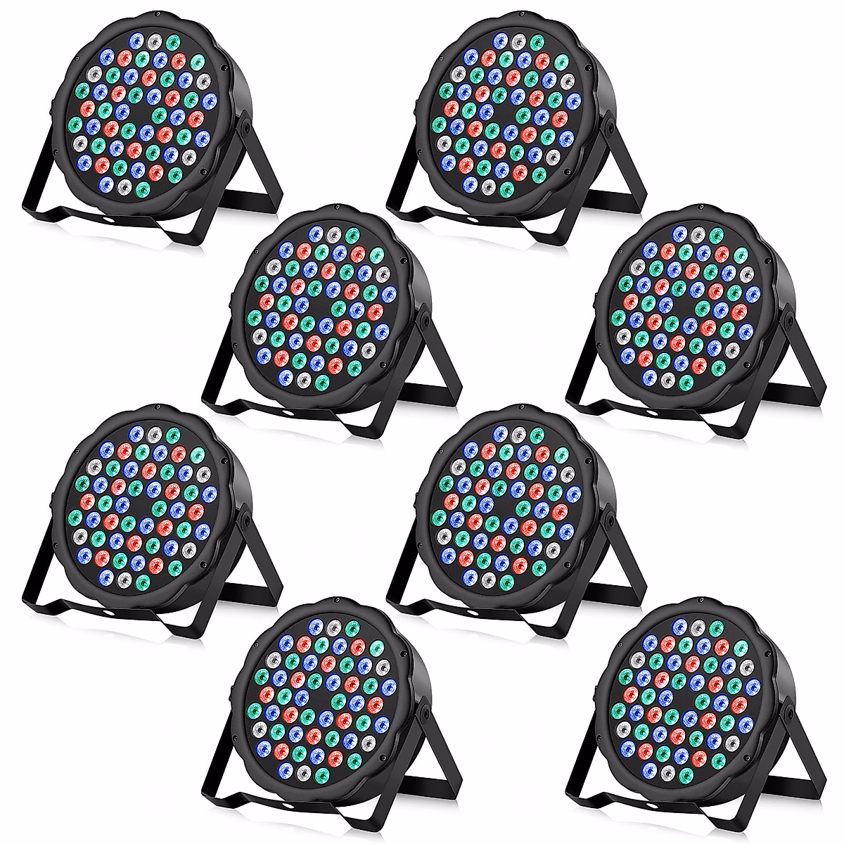 8PCS LED Stage Lights RGB - 54x3W DJ Par Lights,Gradient,DMX Controlled Sound Activated Auto,Strobe Wash Lights for Party Home Wedding Concert Church Festival Dance Floor Lighting