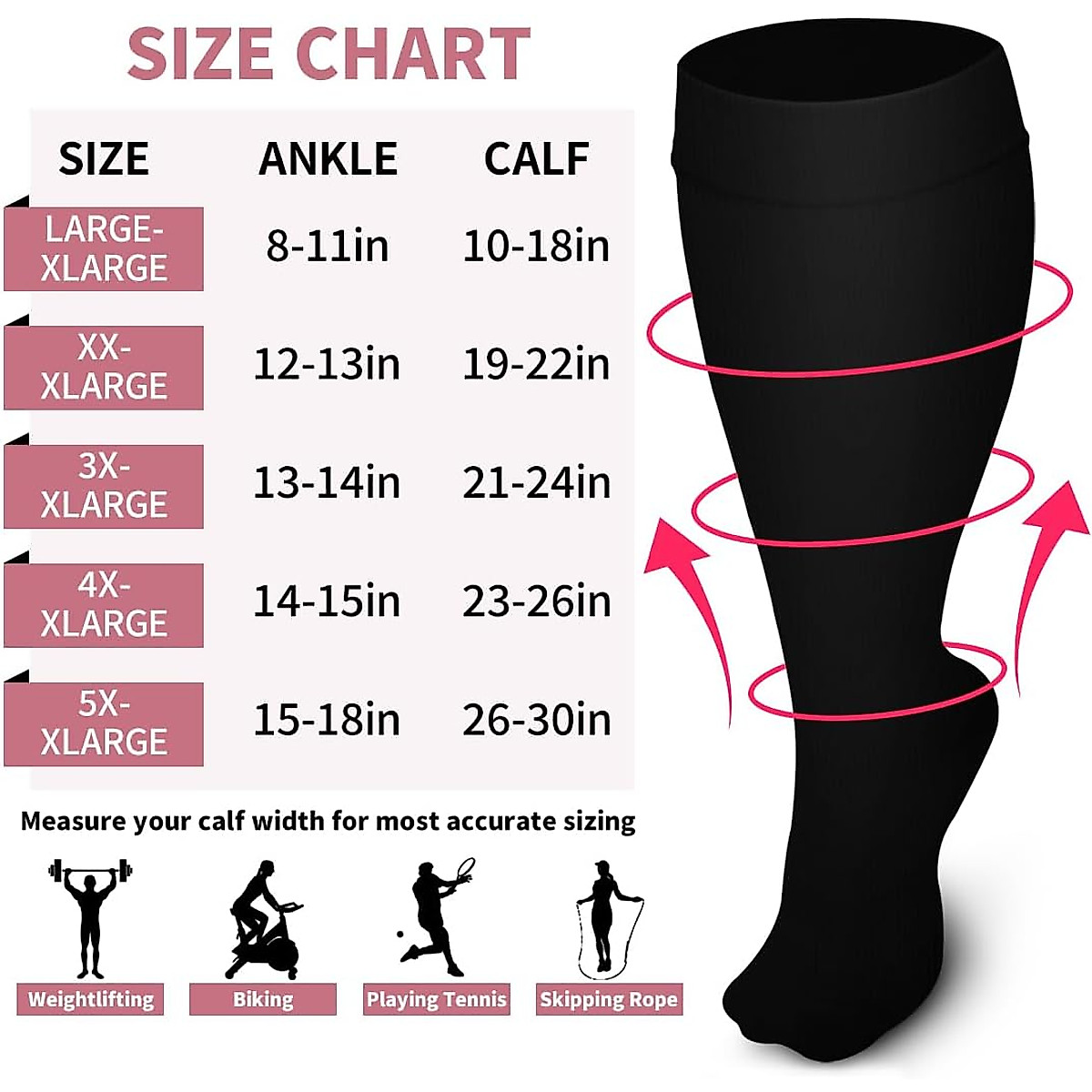 Laite Hebe Plus Size Compression Socks for Women and Men-3 pairs Wide Calf Knee High Support for Circulation