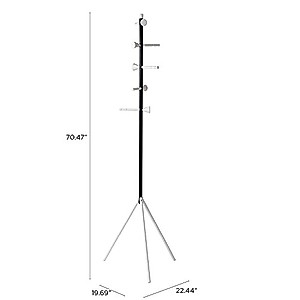 happimess HPM8001B Aiden 70.4" 5-Hook Metal Coat Rack , Iron Tube, Cast Iron, Aluminium , Modern, Contemporary , Bedroom, Closet, Foyer , 66lbs Weight Capacity , Black/White