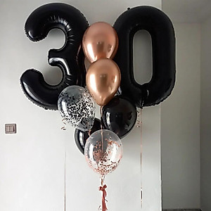 Rose Gold and Black Balloon Arch Garland Kit, 100pcs Rose Gold Black Balloons with Tape Strip & Dot Glue for Girl's Birthday Bridal Shower Mother's Day Wedding Graduation Prom Decorations Supplies