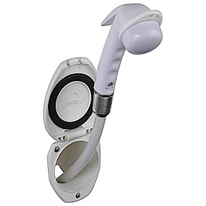 Scandvik 12107P Vertical or Horizontal Recessed Transom Shower, White, Size: Pack of 1