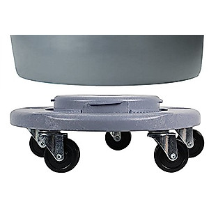Janico 1040 Trash Can Dolly - Heavy Duty Bolted Casters, Round, Grey, Fits 20 32 44 55 Gallon Containers