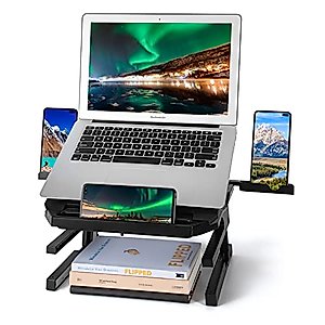OImaster Laptop Stand Phone Stand Extended Laptops Riser Elevator 3 Height Adjustable Up to 10 Inches Rotatable Base for Desk Suit for Laptop Tablet 10 to 17 Inches
