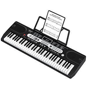 Amyove Keyboard Piano for Beginners, 61 Key Piano Keyboard with Built-In Speaker Microphone, Sheet Stand and Power Supply, Portable Keyboard Teaching for Best Birthday or Christmas Gift