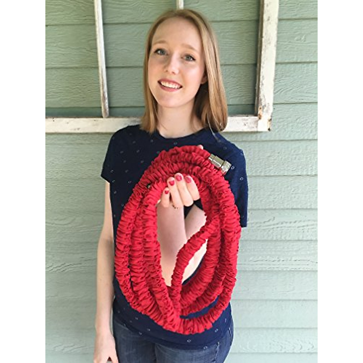 Casa Felice Expandable 50 Foot Garden Water Hose By Heavy Duty Double Layer Latex Fabric Core - Corrosion Resistant, Leak-Proof Nickel Alloy Fittings - Lightweight, Retractable, Tangle-Free Design