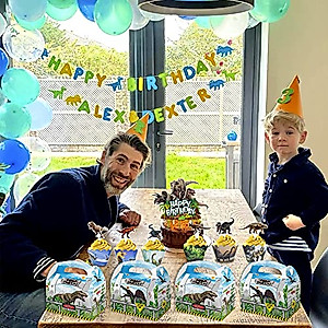 Animsco 16 Pack Dinosaur Treat Boxes Jurassic Dinosaur Park World Party Supplies Bag Boxes for Boys Kids Dinosaur Theme Birthday Party Favor Candy Goodies Gift Baby Shower Bags