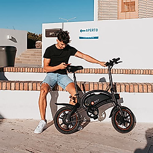DYU Electric Bike for Adults Teens, D3F 14" Folding Electric Bicycle,Commuter City E-Bike with 250W Motor and 36V 10AH Lithium-Ion Battery,37-40miles Travel Range