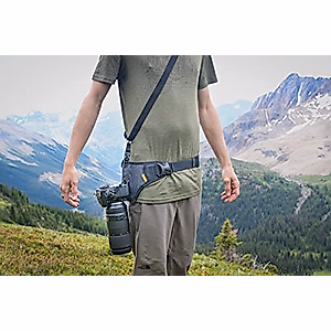 Cotton Carrier Slingbelt with Tether for One Camera. Camera Harness for Hiking and Traveling for Hands-Free Carrying