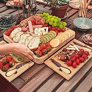 Vestaware Charcuterie Boards, Large Charcuterie Board Set, Bamboo Cheese Board and Knife Set, Wedding Gifts, House Warming Gifts New Home, Serving Ttrays for Party