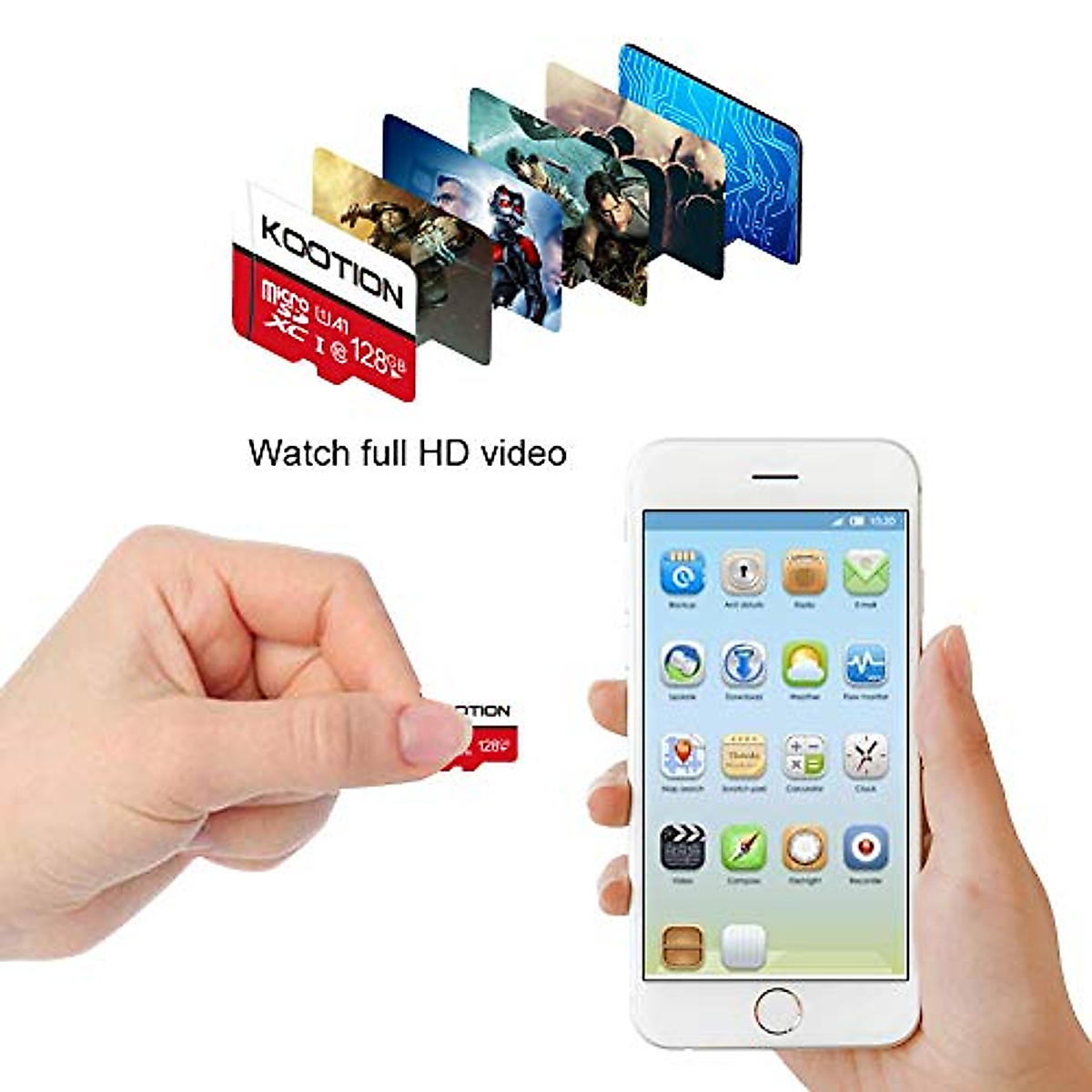 KOOTION 128GB Micro SD Card Class 10 Micro SDXC Card 128GB UHS-1 Memory Card Ultra High Speed TF Card, C10, U1, 128 GB