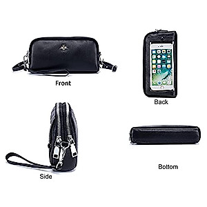 Genuine Leather Small Crossbody Bag Touch Screen Phone Case Wristlet Clutch Handbag for Women Girls (L1- Black)