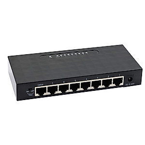 8 Port Gigabit Switch，Unmanaged 10/100/1000Mbps Network Hub Ethernet Splitter,Plug and Play,Quiet Fanless,for Office and Home Entertainment.