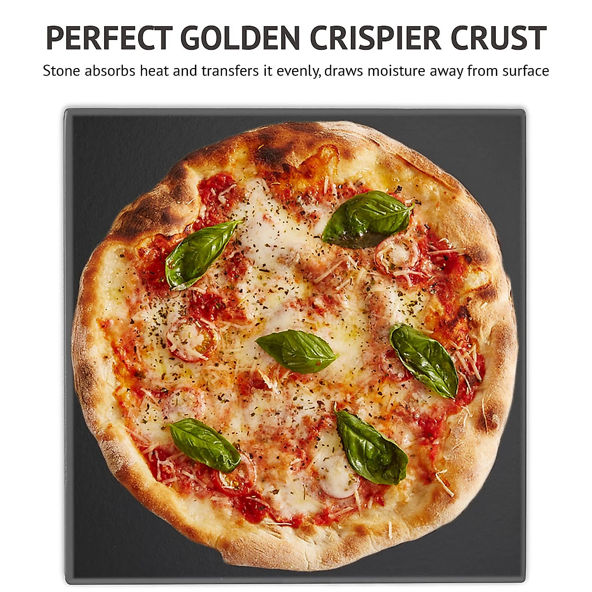 Waykea 12”x12” Black Ceramic Pizza Stone Baking Grilling Stone for BBQ Grill Oven RV Oven