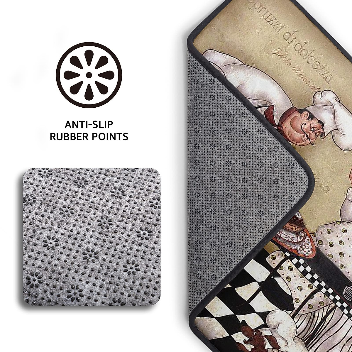 Kitchen Fat Chef Man Mats and Rugs Non Slip Anti Fatigue Washable Kitchen Floor Mats for in Front of Sink and Bathroom Carpet Doormat 39" X 20" Chef Kitchen Decor and Accessories