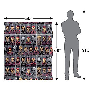 Marvel Iron Man Blanket, 50"x60", Collection of Iron, Silky Touch Super Soft Throw Blanket