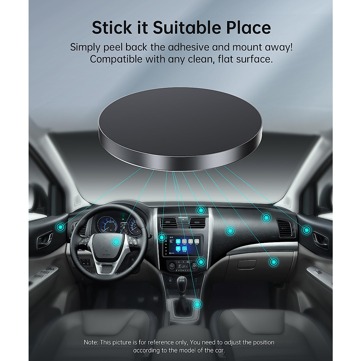 ARLIFE Sticky Magnetic Phone Wall Mount Compatible with Magsafe iPhone 14 13 12 Mini Pro Max, Holder for Samsumg and All Smartphones with Metal Ring. Wall Car Automobile Cradles Dash Shower Mount