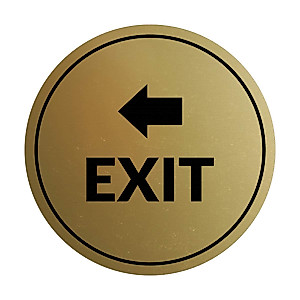 Signs ByLITA Circle Exit-Left Sign (Brushed Gold) - Large