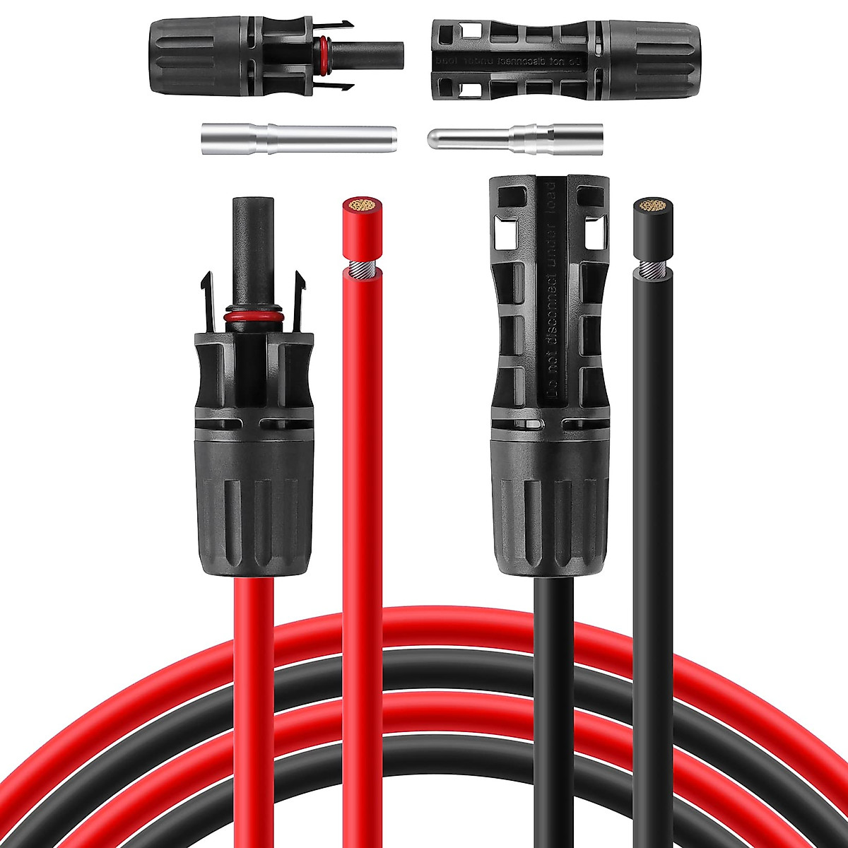 BeideLt Solar Panel Wire- 20FT Black & 20FT Red Tinned Copper Wire, 8AWG(10mm²) Solar Extension Cable with Female and Male Connectort with Adapter Tool Kit,Solar Extension Cable for Solar Panel
