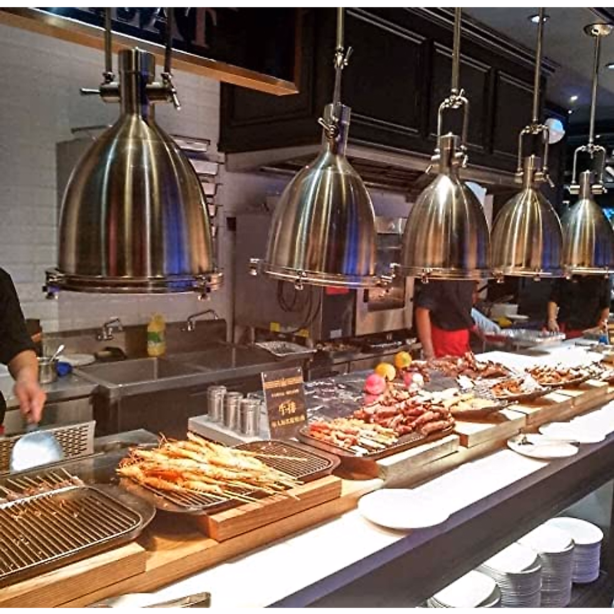 Adjustable Heat Lamp Commercial Food Warmer Stainless Steel Buffet Heat Lamp, Cafeteria Heating Light Height Adjustment