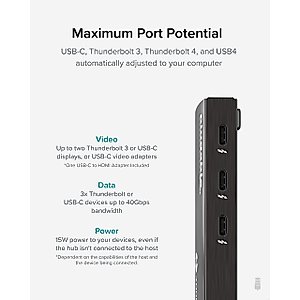 Plugable Thunderbolt 4 Hub Bundle Includes USB-C to 4K HDMI Adapter and 7-in-1 Multiport Adapter, 60W Laptop Charging, Compatible with Mac, Windows Laptops, Thunderbolt 3 or 4, and USB4 Devices