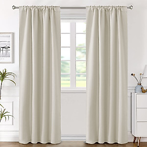H.VERSAILTEX Blackout Curtains Thermal Insulated Window Treatment Panels Room Darkening Blackout Drapes for Living Room Back Tab/Rod Pocket Bedroom Draperies (2 Panels, Ivory/Cream, 42 x 84 Inch)