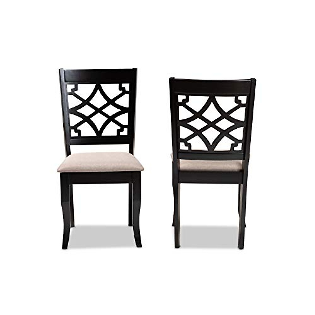 Baxton Studio Mael Dining Chair and Dining Chair Sand Fabric Upholstered and Espresso Brown Finished Wood 2-Piece Dining Chair Set