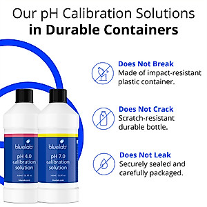 Bluelab pH 4.0 & 7.0 Calibration Solution Kit - pH Meter & pH Pen Calibration for Balanced Nutrient Solution NIST Traceable | Hydroponics, Gardening & Growing Tents (500 ml/ 16.9 Fl Oz Each)