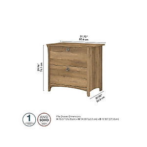 Bush SAF132RCP-03 Salinas 2-Drawer Lateral File Cabinet, Letter/Legal, Reclaimed Pine, 31.73-Inch
