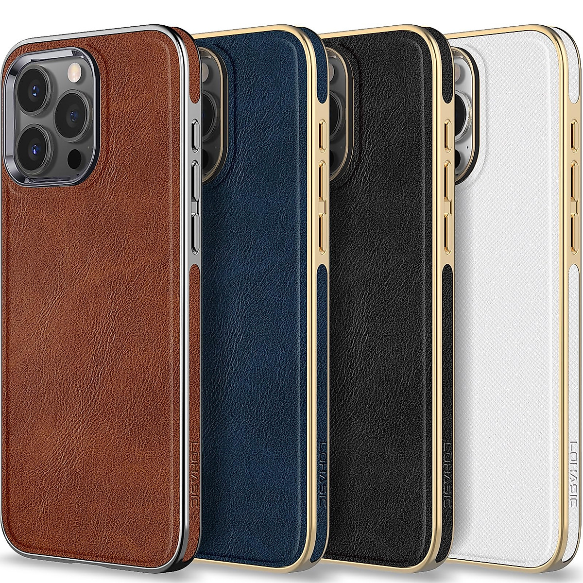 LOHASIC PU Leather Case for iPhone 15 Pro, Luxury Elegant Vintage Phone Cover for Men Women, Anti-Slip Grip Scratch Resistant TPU Bumper, 6.1 Inch, 5G, 2023 - Brown Grey