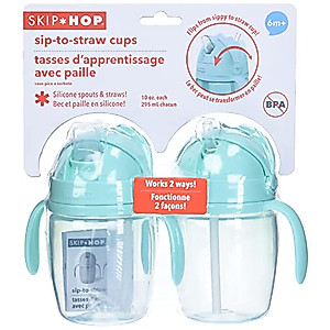 Skip Hop Toddler Sippy Cup, Sip-to-Straw, 2pack
