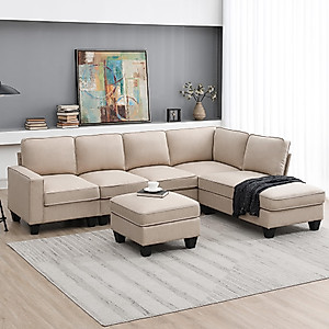 Merax Modern Convertible Sectional Sofa,U Shape Sectional Sofa for Living Room, 7 Seat L Shaped Living Room Sofa Set with Ottoman for Living Room,Apartment,Office