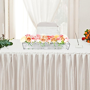 4Pcs Acrylic Flower Vase with 16 Holes,(15.8*4*2.4inch)Decorative Long Clear Vase Modern,Rectangular Acrylic Vases for Wedding Centerpiece Votives Box for Dining Table Reception Home Party Decorations