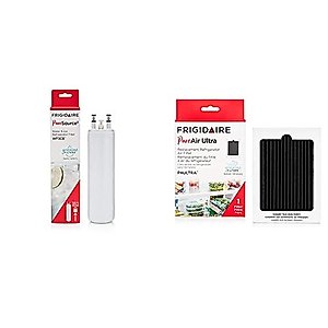 Frigidaire WF3CB Puresource3 Refrigerator Water Filter, White, 1 Count (Pack of 1) & PAULTRA Pure Air Ultra Refrigerator Air Filter with Carbon Technology to Absorb Food Odors, 6.5" x 4.75"