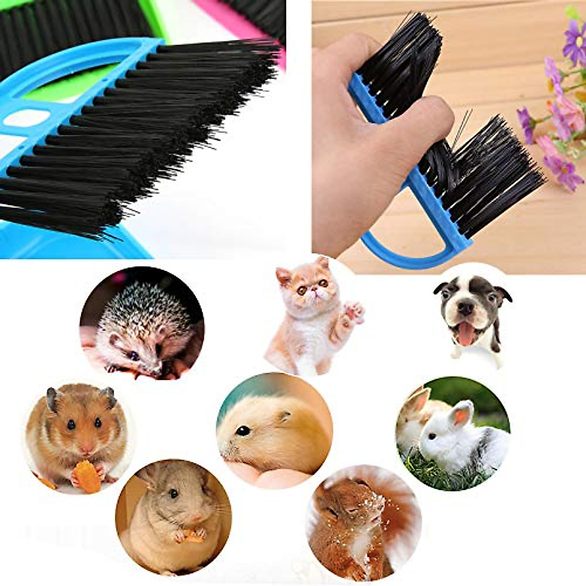 Hamiledyi Small Pet Cage Cleaner Set, Disposable Rabbit Cage Liner, Guinea Pig Playpen Mini Hand Broom Dustpan, Cleaning Brush Sand Scooper Floor for Rabbit Chinchilla Hedgehogs