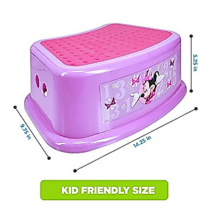 Ginsey Disney Minnie Mouse "Bowtique" Bathroom Step Stool for Kids Using the Toilet and Sink, Pink, 9.75"x5.25"x14.25", (56720)