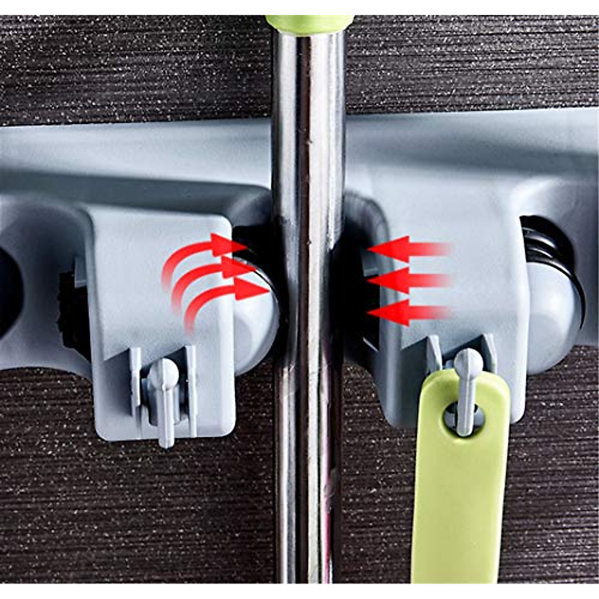 KK5 Broom Holder Rack & Garden Tool Organizer Rake or Mop Handles, Wall Mounted Commercial Organizer Saving Space Storage Rack for Kitchen Garden and Garage