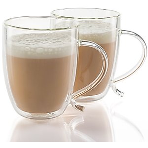 Backyard Bum EXTRA LARGE 20 ounce Premium Coffee Mugs for Men and Women | Double Wall, 20 oz. Insulated Mugs, Set of 2 | Latte, Tea, Cappuccino | Clear Glass Mugs with Handle PLUS Recipe Ebook