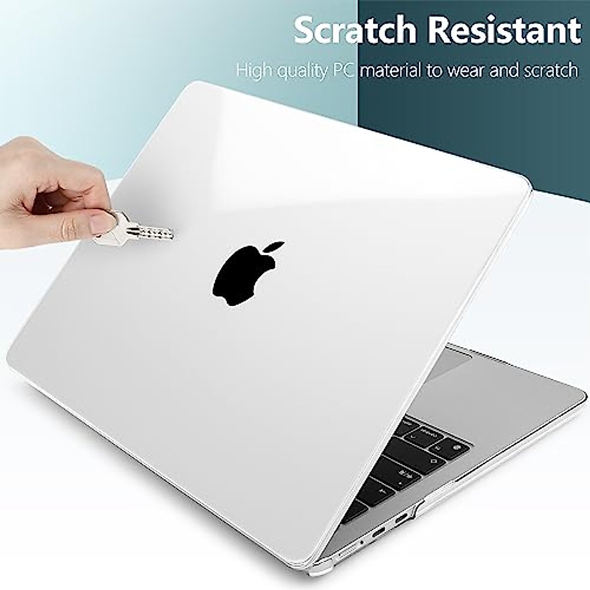 Batianda Compatible with New MacBook Air 15 inch Case 2024 M3 M2 Chip Model A3114/A2941, Hard Shell Case with Screen Protector TPU Keyboard Cover and OTG adapter, Crystal Clear