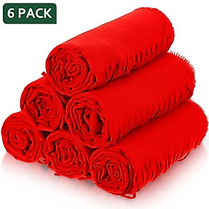 Hicarer 6 Pcs Winter Scarf for Men Women Warm Soft Neck Scarf with Tassel Edge Classic Imitation Cashmere Scarf