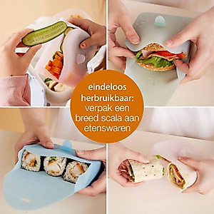 b.box NEW Silicone Sandwich Pocket | Reusable Silicone Pouch, Bento Box Divider | Fits in Lunch Box | Microwave, Freezer & Dishwasher Safe | Food Meal Prep Storage Container (Ages 3+, Forest)