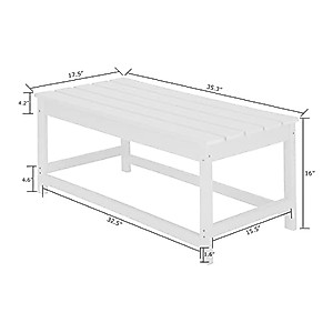 WestinTrends Malibu Outdoor Coffee Table, 35" x 17.5" All Weather Poly Lumber Patio Adirondack Coffee Table for Garden Lawn Porch Balcony, Black