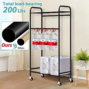 AOODA Double Rod Long Clothing Racks for Hanging Clothes, Heavy Duty Rolling Garment Rack with Top Shelves, Portable Closet Wardrobe Clothes Rack with Wheels for Dresses, Coats, Shirts (Black)