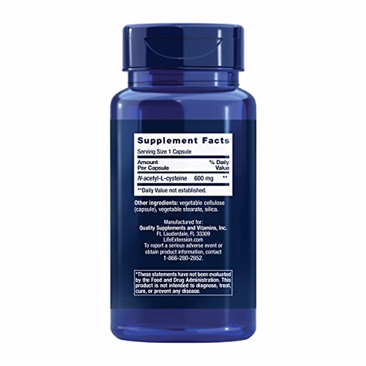 Life Extension N-Acetyl L-Cysteine 600mg - Powerful Antioxidant NAC Supplement For Liver Health and Healthy Glutathione Levels Support - Gluten Free, Non-GMO, Vegetarian - 60 Capsules