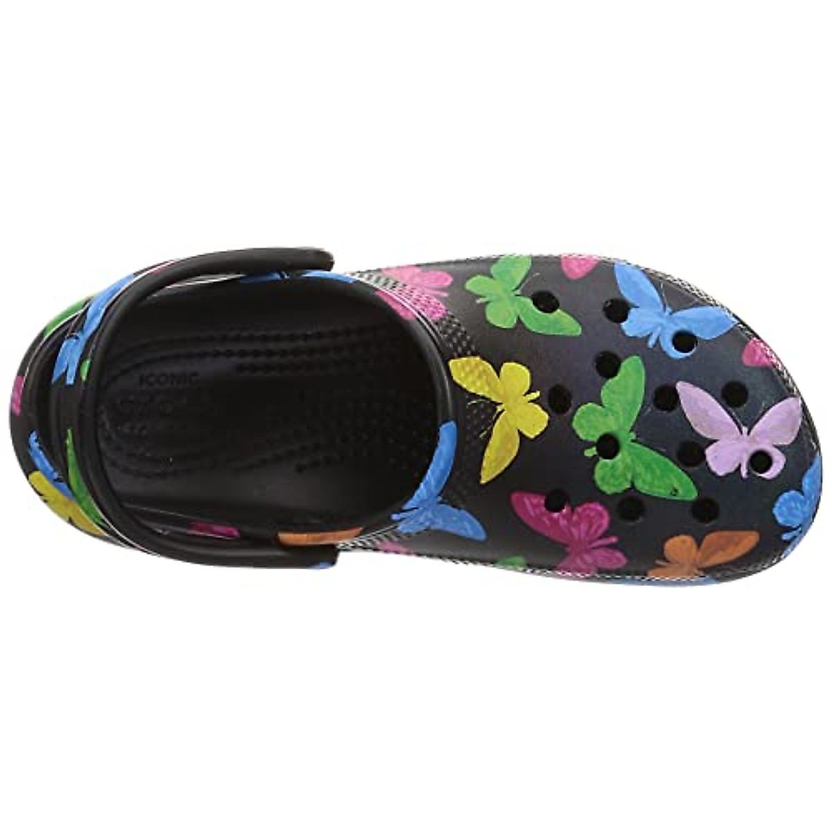 Crocs Women's Classic Graphic Platform Clogs, Platform Shoes, Butterfly/Black, 10 Women