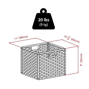 Winsome Wood Leo 3-Pc Storage Shelf with 2 Foldable Woven Baskets - Espresso and Chocolate