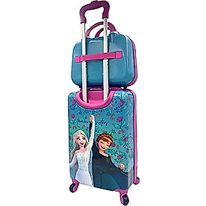 Fast Forward Kid’s Licensed Hard-Side 20” Spinner Luggage Carry-On Suitcase and Beauty Case Set (Frozen)