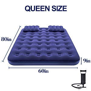 DIMAR GARDEN Queen Size Camping Air Mattress Inflatable Bed with Pillow,Include Pump