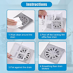 50PCS Pack,4"" X 4"" Disposable Shower Drain Cover Hair Catcher Shower Drain Mesh Stickers, Bathroom, Laundry, Bathtub, Kitchen, Sink, for Human and pet Hair, White